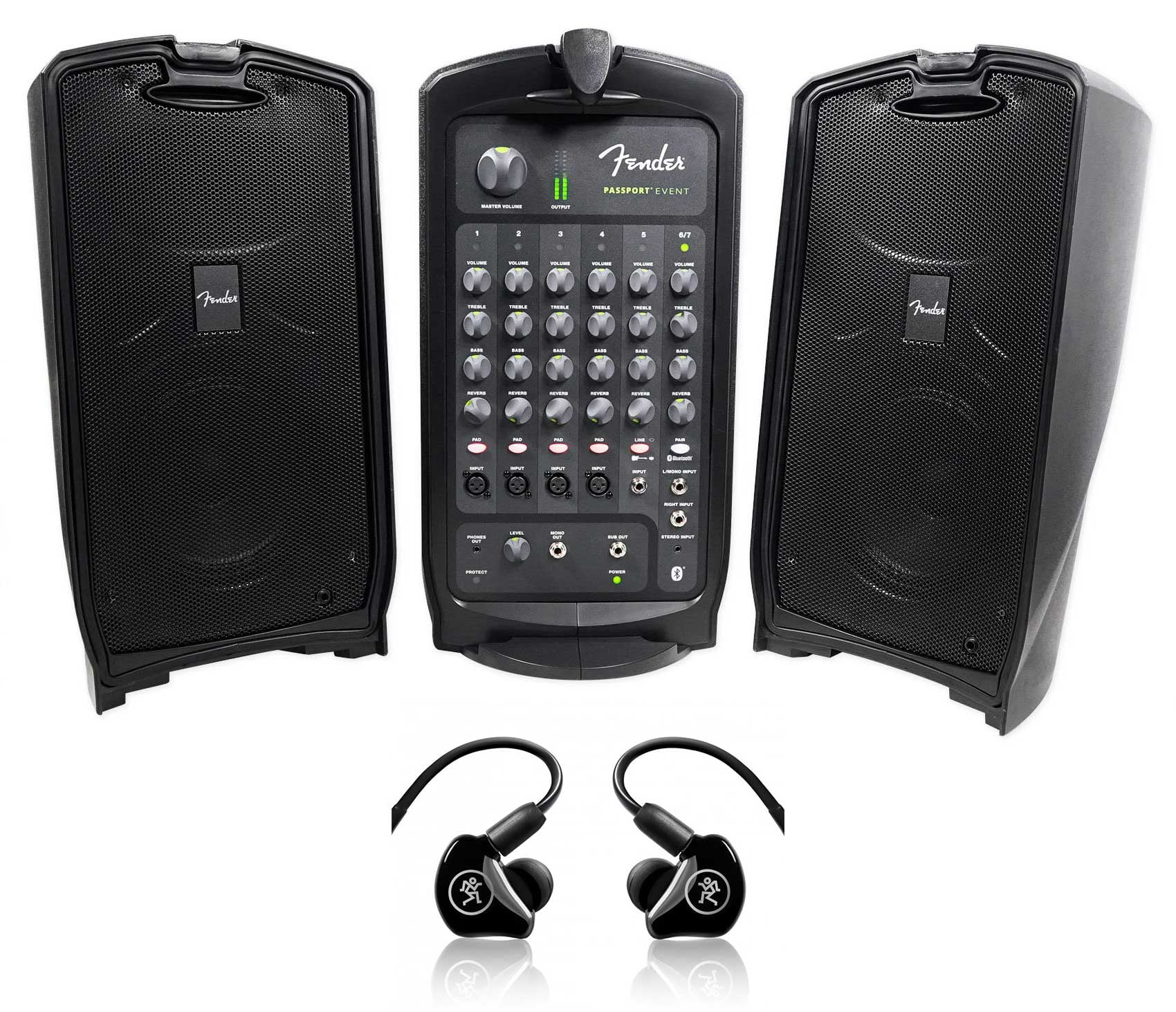 FENDER PASSPORT EVENT Portable 8" Bluetooth PA DJ Speaker System+Mackie ...