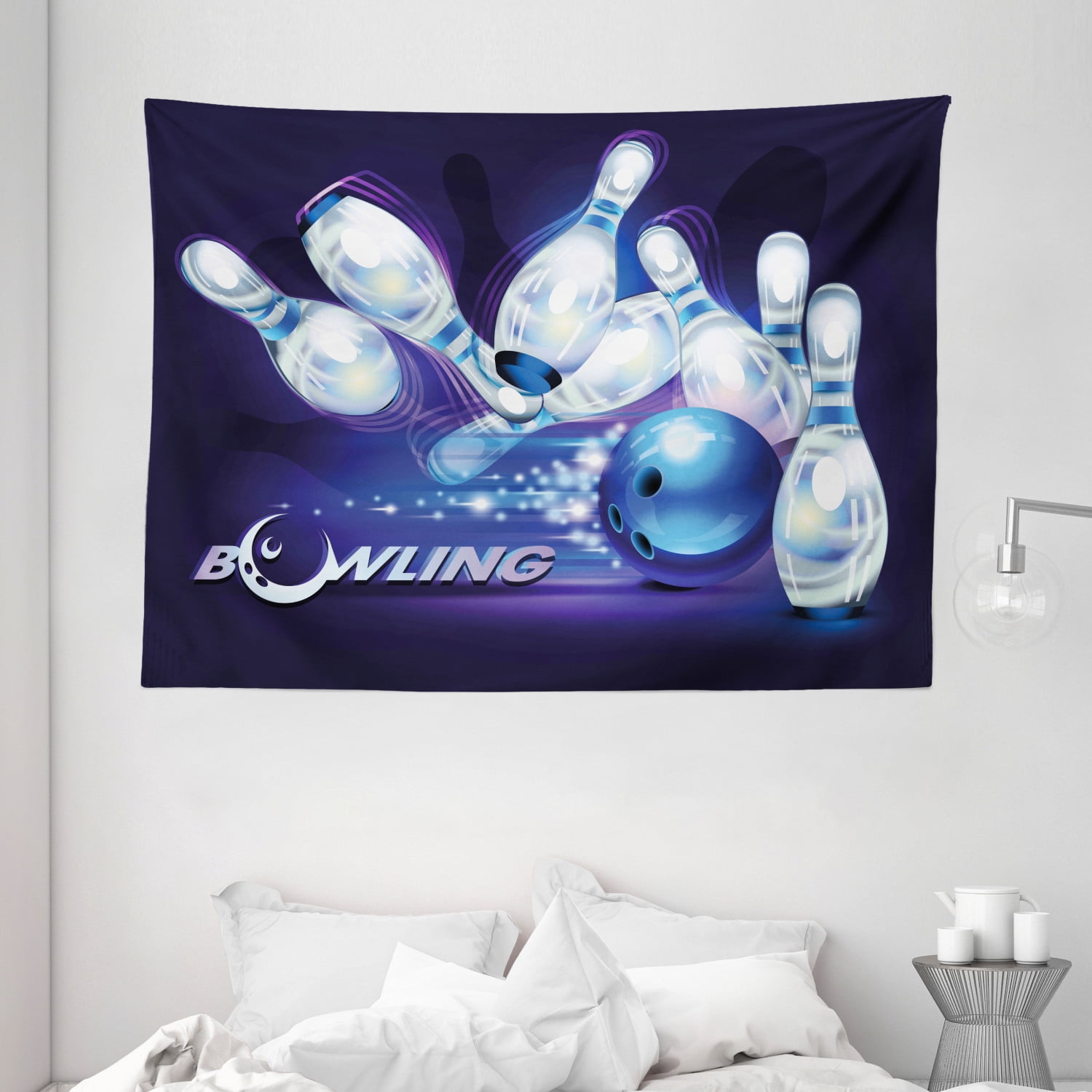 Bowling Party Decorations Tapestry, Fantasy Design Vibrant Ball ...