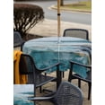 Blue Grey Oil Painting Square Outdoor Tablecloth with Umbrella Hole ...