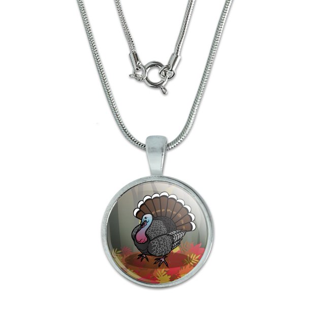 Graphics and More - Turkey Thanksgiving Autumn 0.75" Pendant with ...