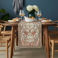 Floral Butterfly Cotton Linen Table Runner Retro Pink Floral Leaf ...