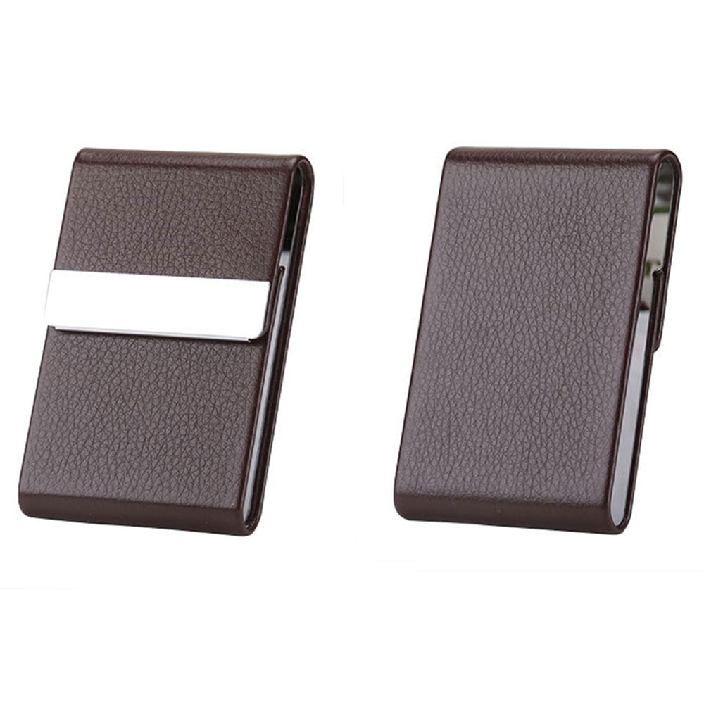 BE-TOOL Business Card Holder PU Leather Metal Slim Pocket Card Holders ...