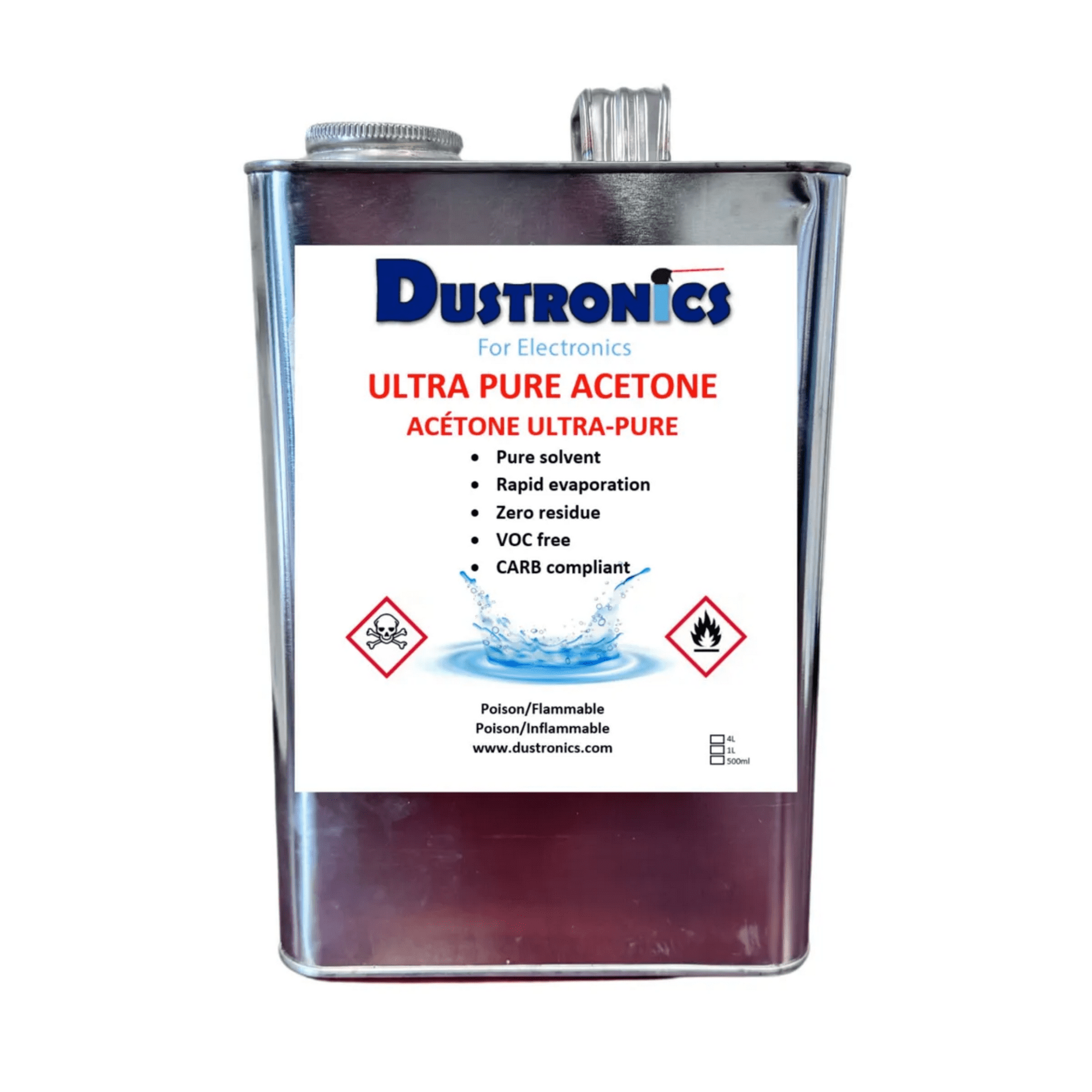 Click here for Dustronics Ultra Pure Acetone - 4 Litre 4 Litre prices