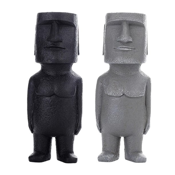 2Pieces Resin Ancient Easter Head Face Statue Ahu Moai Monolith Accents ...