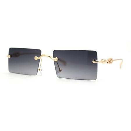 Unique Rimless Rectangular Pimp Sunglasses Gold Smoke - Walmart.ca