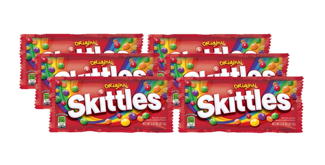 6 Pack | Skittles Original Full Size Fruity Chewy Candy 2.17 oz ...