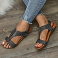 Bibifish Womens Flat Sandals Open Toe Dual Hook Loop Cutout Faux ...