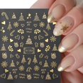 6Sheets Christmas Nail Art Stickers 3D Self-Adhesive Nail Gold ...