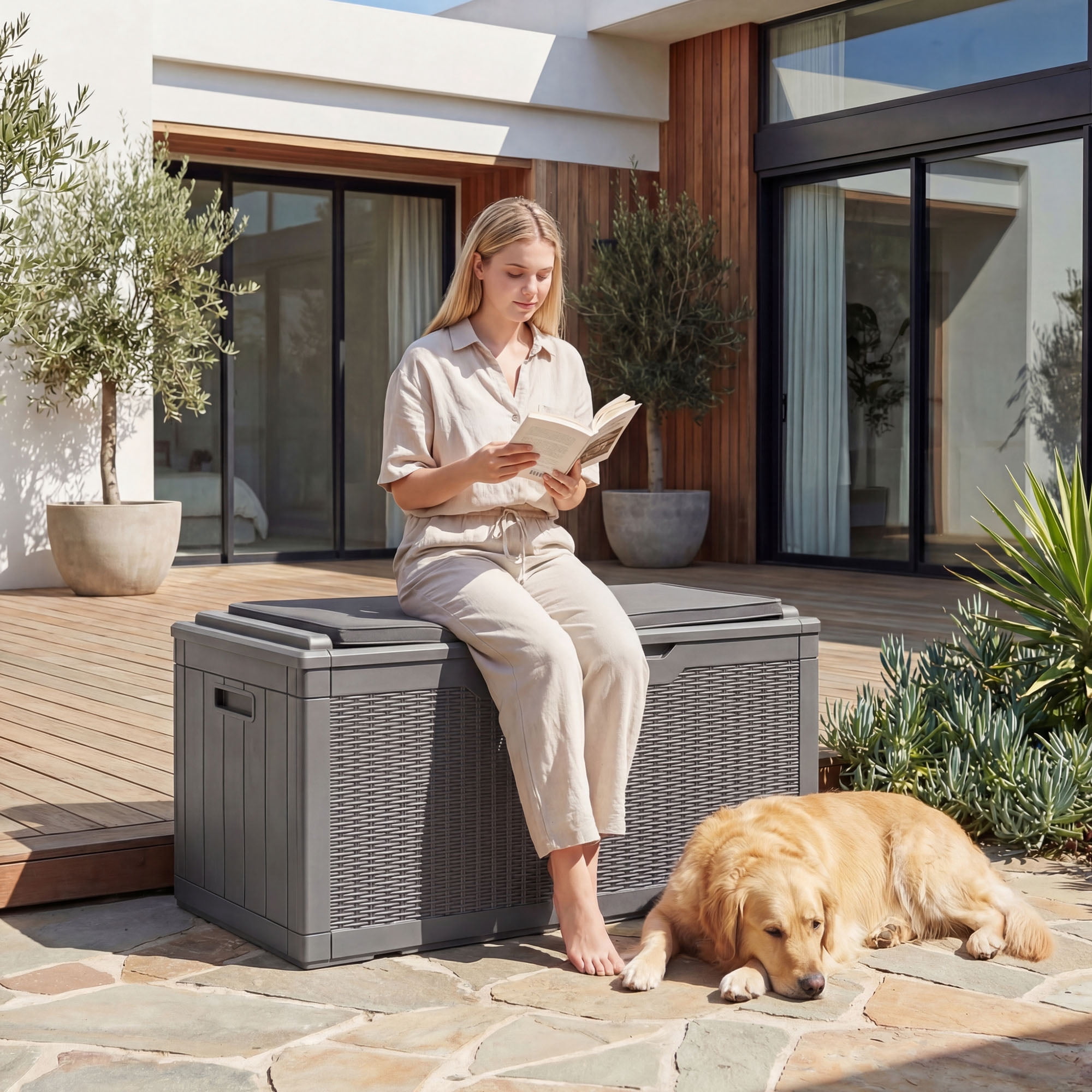 Click here for Homall 100-Gallon Outdoor Resin Deck Box For All-W... prices