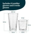 Libbey Yucatan Tumbler and Rocks Glass Set, 16-Piece, Crackle Textured ...