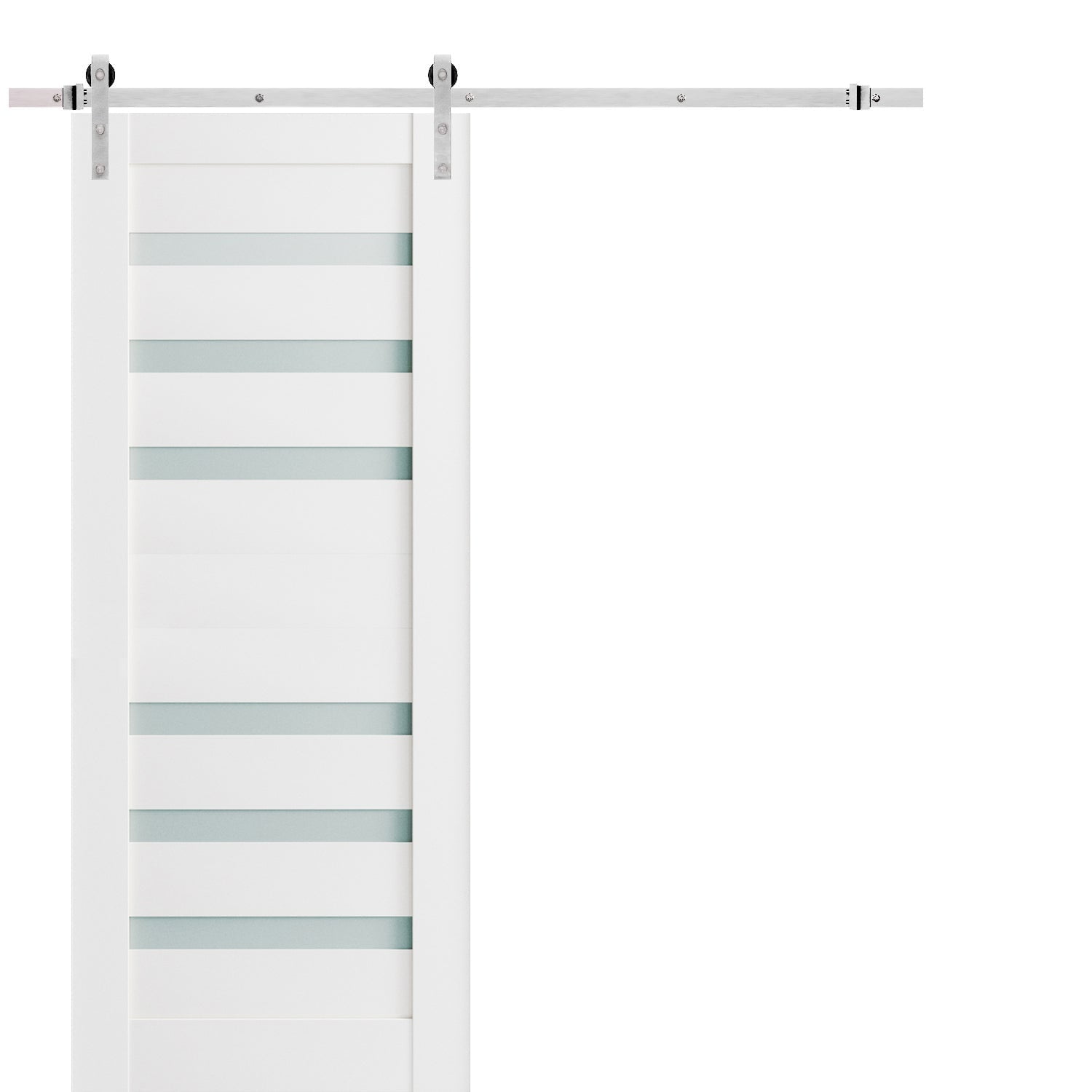 Sturdy Barn Door 42 x 84 inches Frosted Glass | Quadro 4266 White Silk ...
