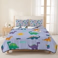 Cartoon Dinosaur Sun on Purple 3 Pieces Quilt Set,1 Quilt with 2 Shams ...