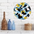 Blue Yellow Cow Pattern Wall Clock 10in Round Artistic Oil Painting ...