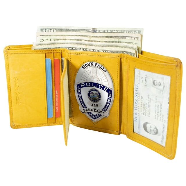 Law Enforcement Police Trifold Slim Wallet, Concealed ID Badge & Card ...