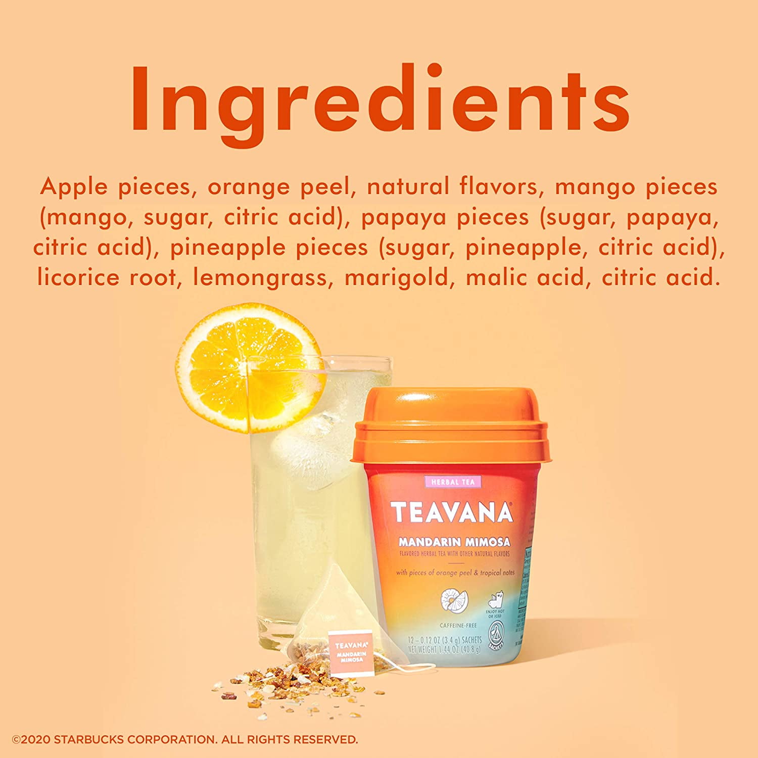 Teavana | Herbal Tea – Mandarin Mimosa; Caffeine Free, Pieces of Orange ...