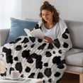 Cow Spots Throw Blanket for Couch Fluffy Hair Animal Skin Soft and Warm ...