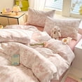 3pcs Full Size Pink Line Floral Leaves Pattern Bohemian Duvet Cover Set ...