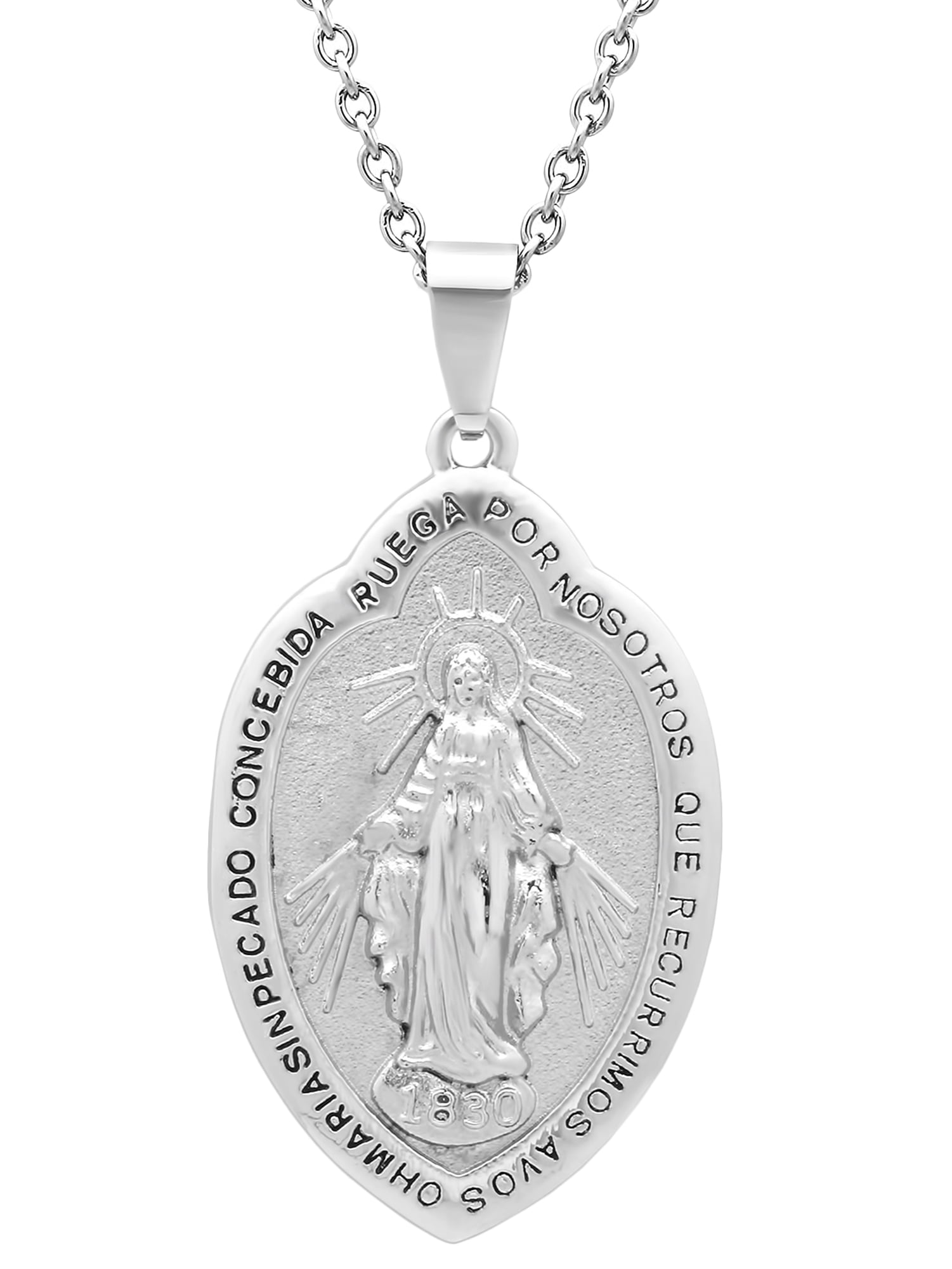 Women's Stainless Steel Holy Metal Pendant - 18 Inches - Walmart.com