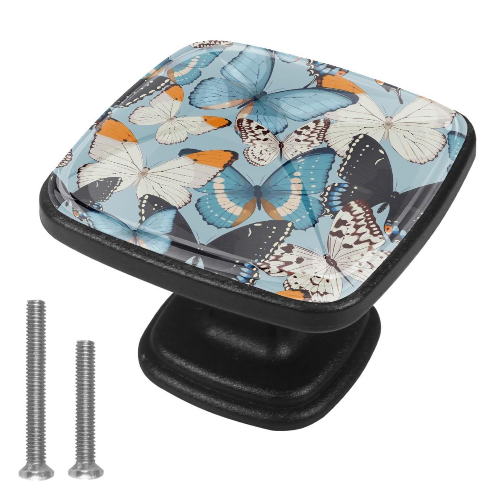4 Pcs Cabinet Handle Drawer Pulls Colorful Butterflies Knobs with ...