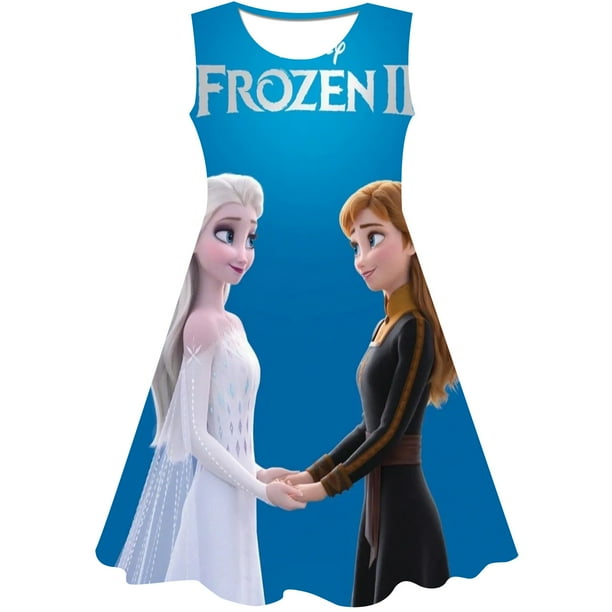 Verano nuevos niños Disney Frozen Elsa vestido ropa princesa niña moda ...