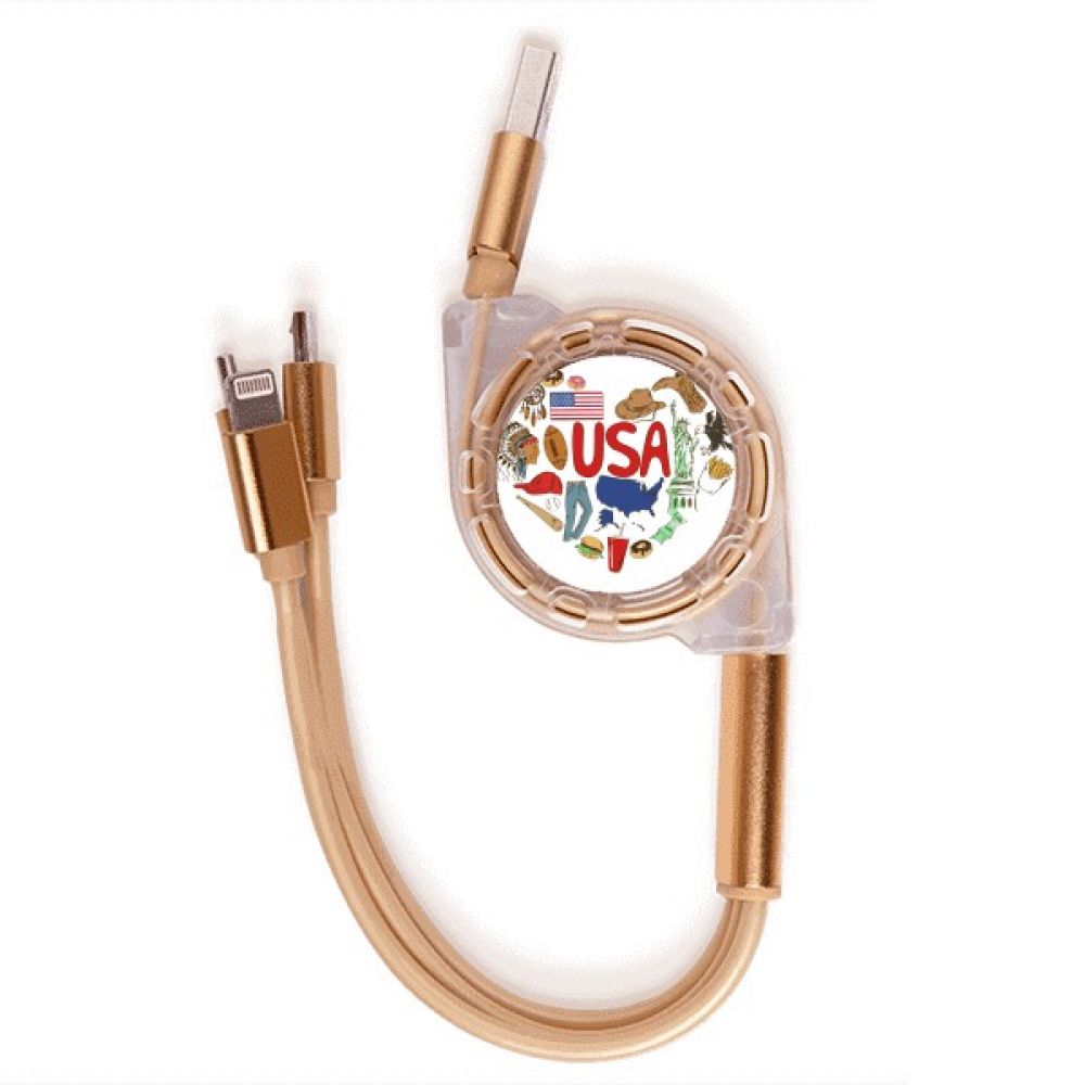 Usa America amor corazon bandera nacional Cable de carga telescópico ...