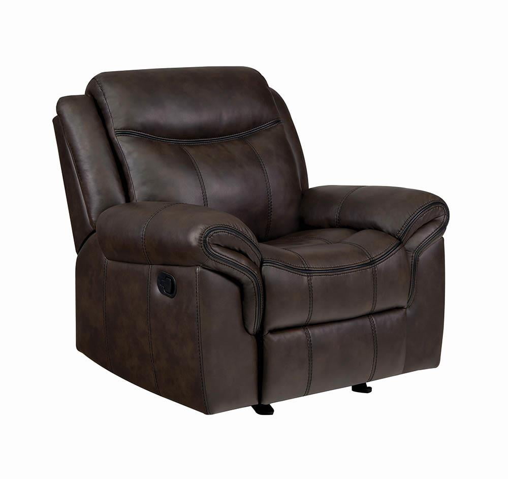 Coaster Sawyer Motion Plush Glider Recliner with Contrast Piping, Cocoa ...
