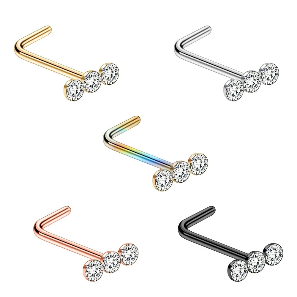 Click here for Dsseng 5 Pcs Nose Rings L Shaped Nose Studs 20g Sh... prices