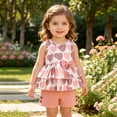 Afdoent Girls 2 Piece Outfits Summer Baby Girl Sleeveless Heart print ...