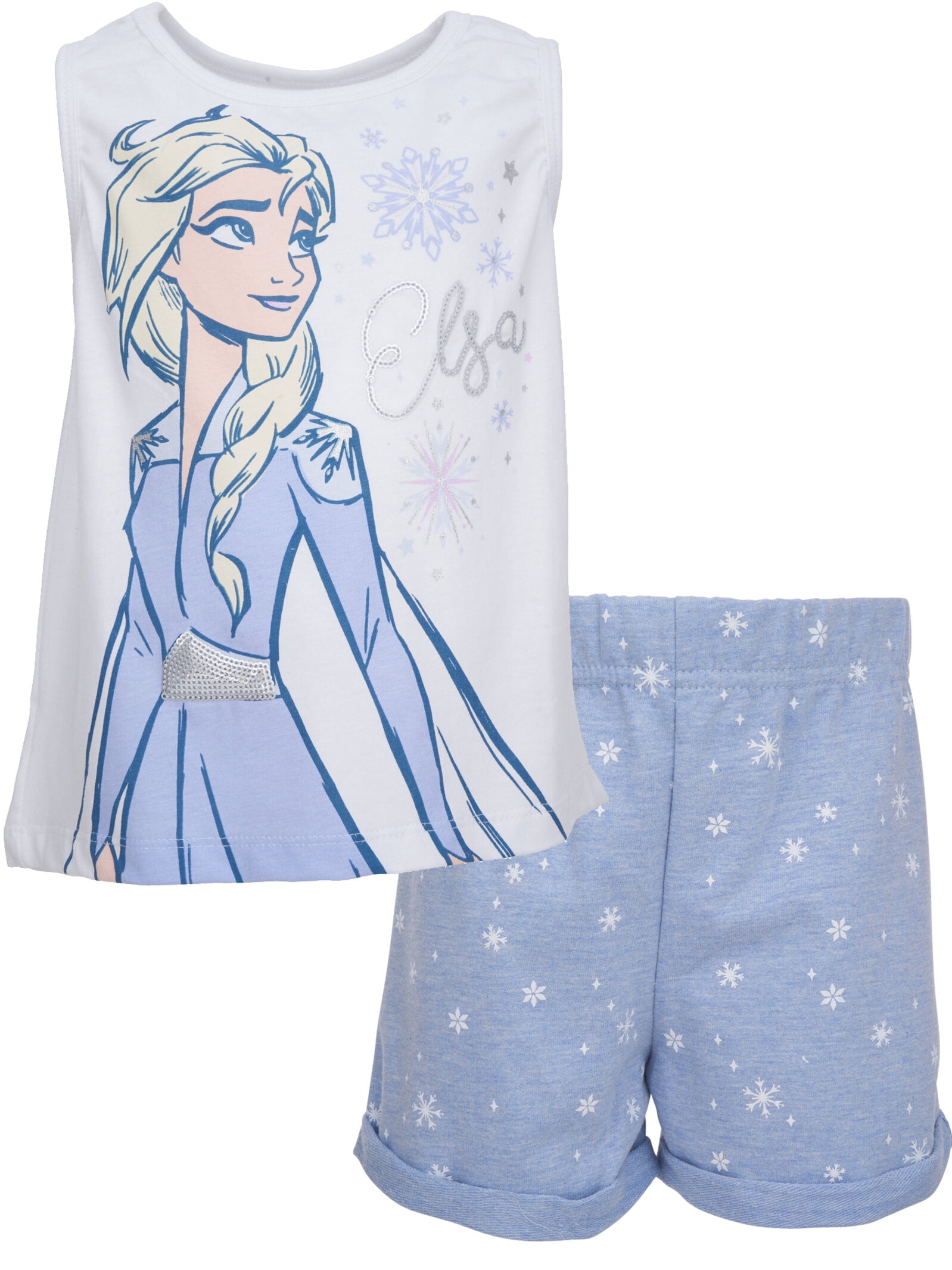 Disney Frozen Elsa Little Girls T-Shirt and French Terry Shorts Outfit ...