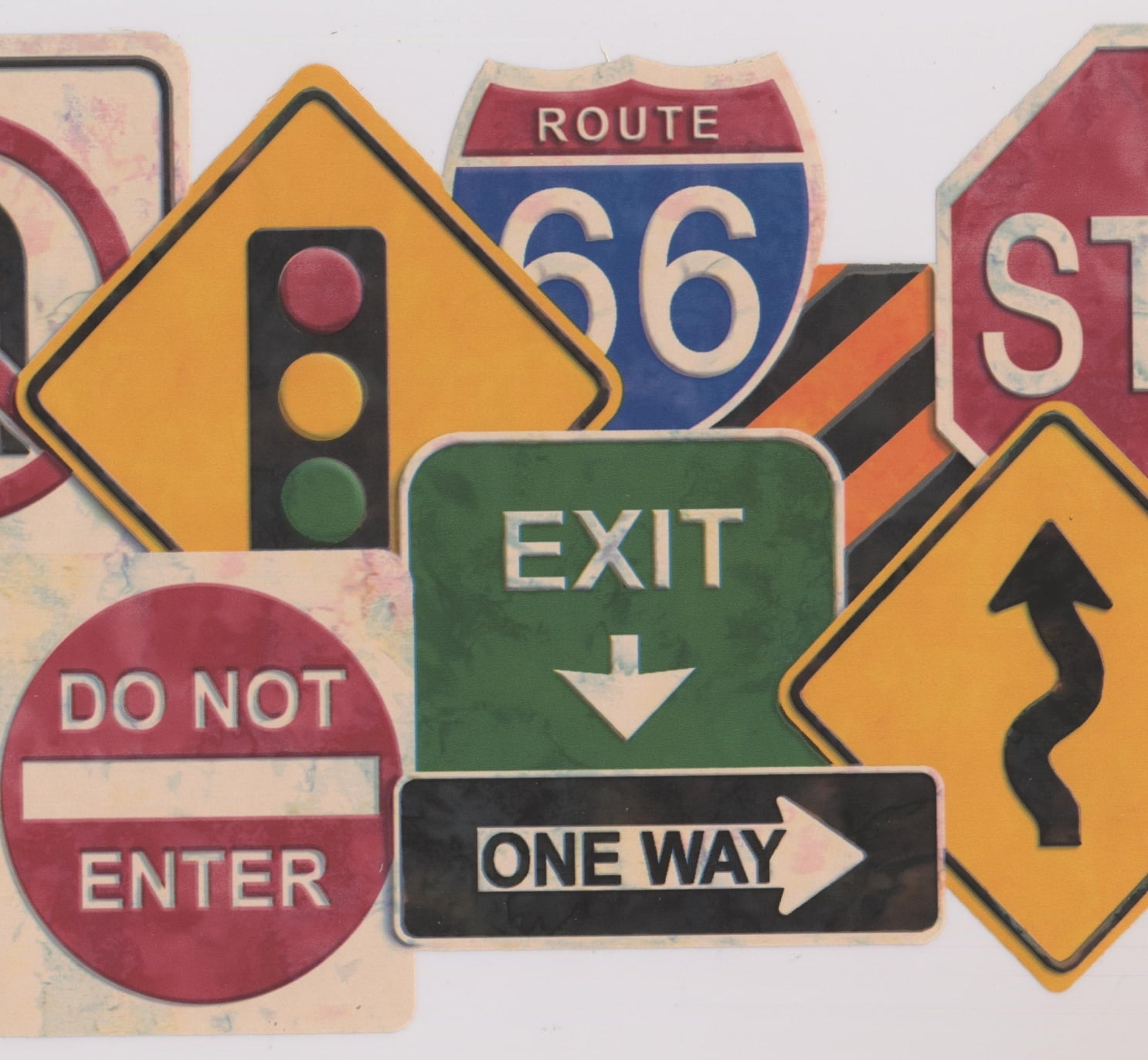 Traffic Signs Educational Wallpaper Border for Kids Teens, Roll 15' x 9.5"