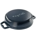 MegaChef 2 Quart Round Enameled Cast Iron Braiser Pan in Dark Blue ...