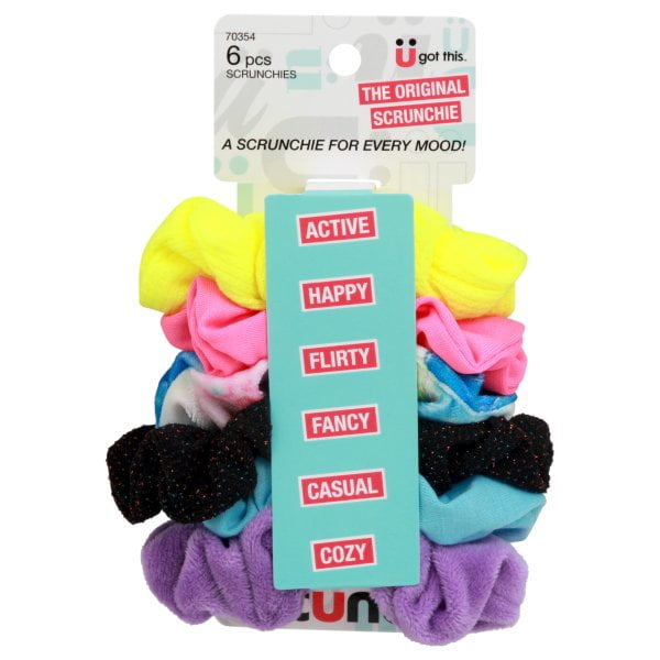 Scunci Bright Mixed Texture and Print Mood Scrunchies, 6CT - Walmart.com