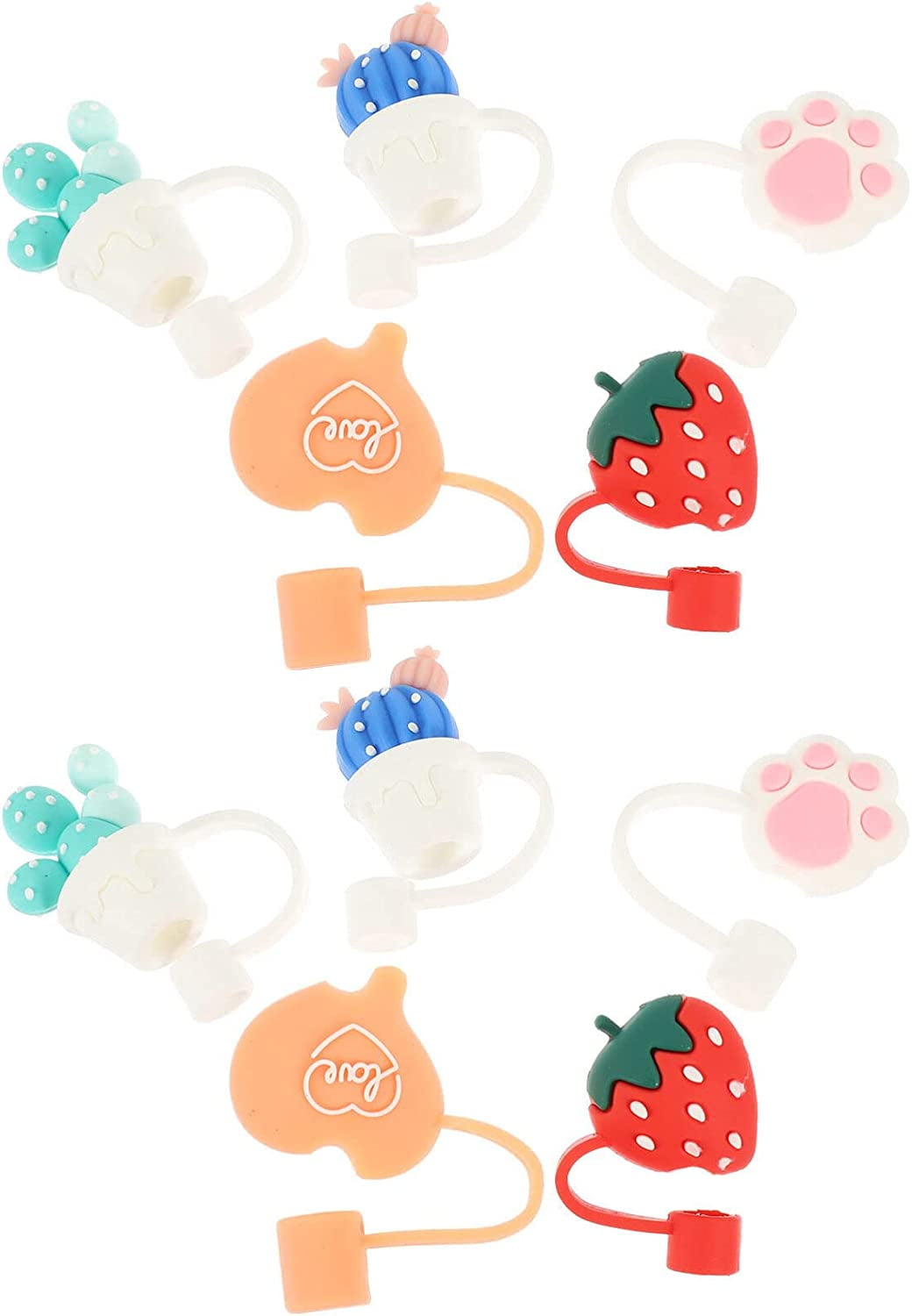 10PCS Straw Caps Covers, Silicone Straw Tips, Cartoon Shape Straw ...