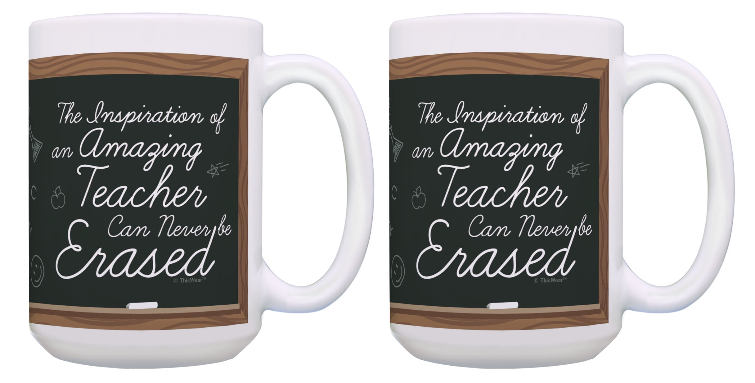 ThisWear Teaching Inspiration Never Erased Blackboard Mug 2 Pack 15oz ...