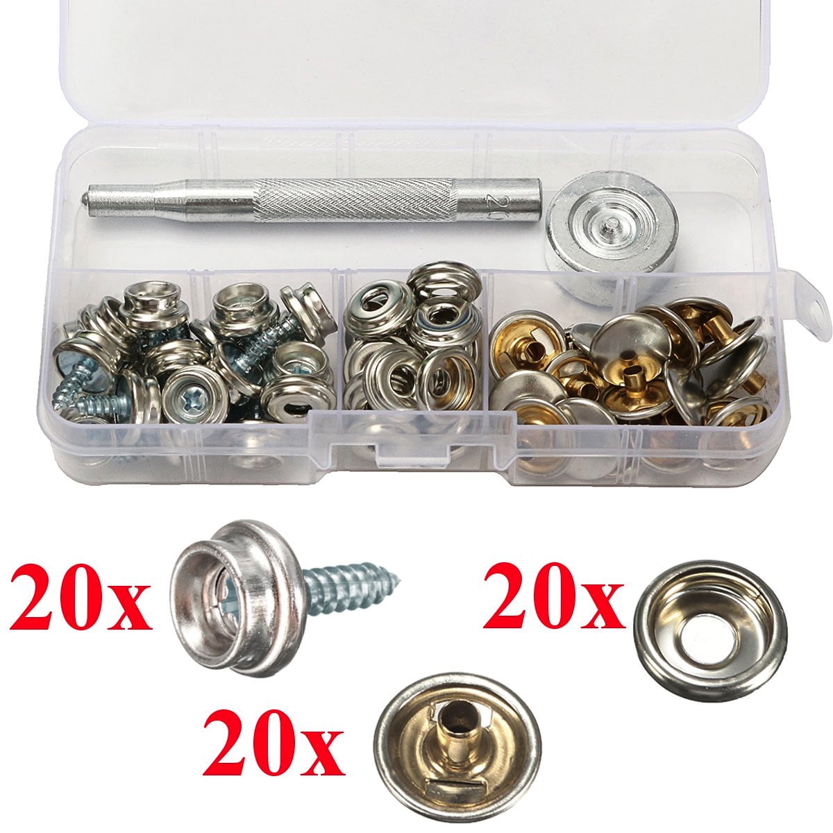 3/8" Buckle Canvas Quick Snap Fastener Buttons/Sockets Screw Kit Tools ...