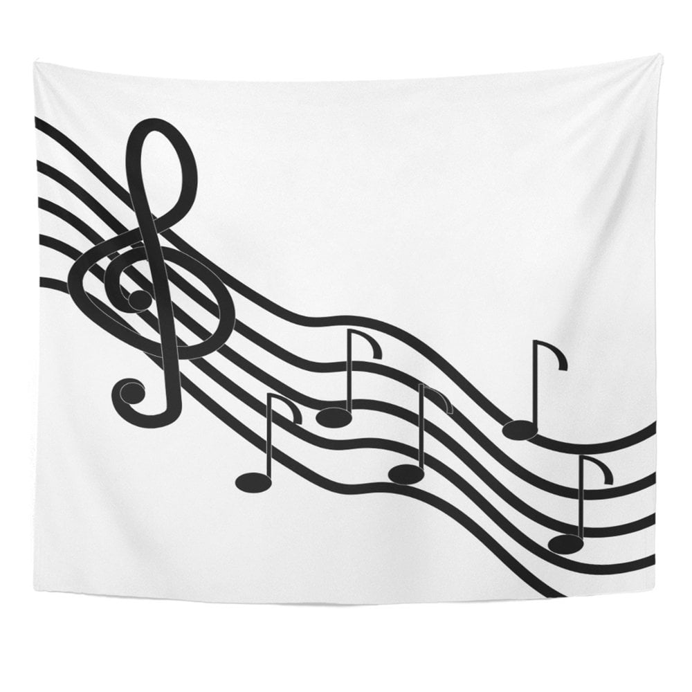 ZEALGNED Classical Music Notes Violin Key Black Clef Composition Curve ...