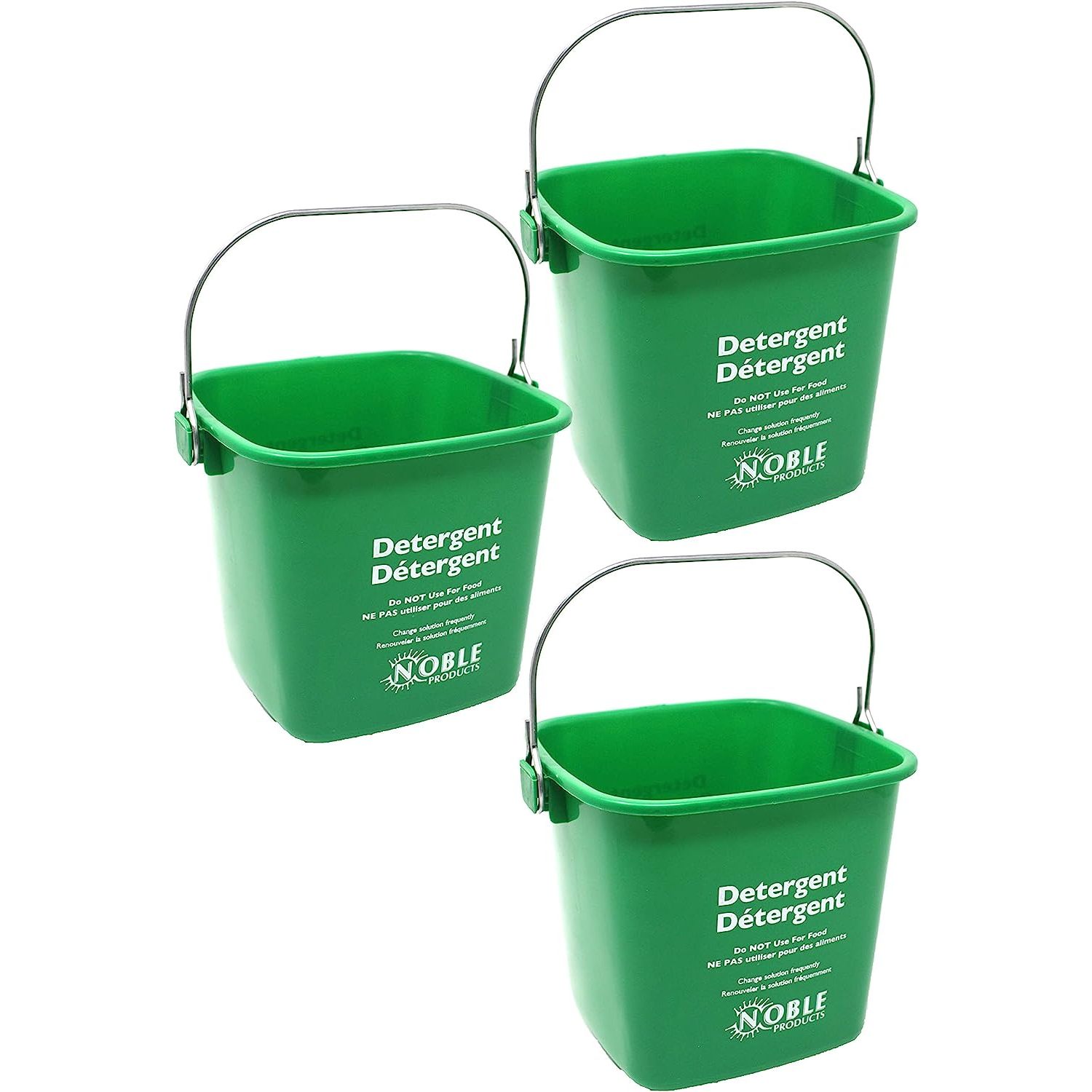 Small Green Bucket - 3 Quart Cleaning Pail - Set of 3 Square Containers ...