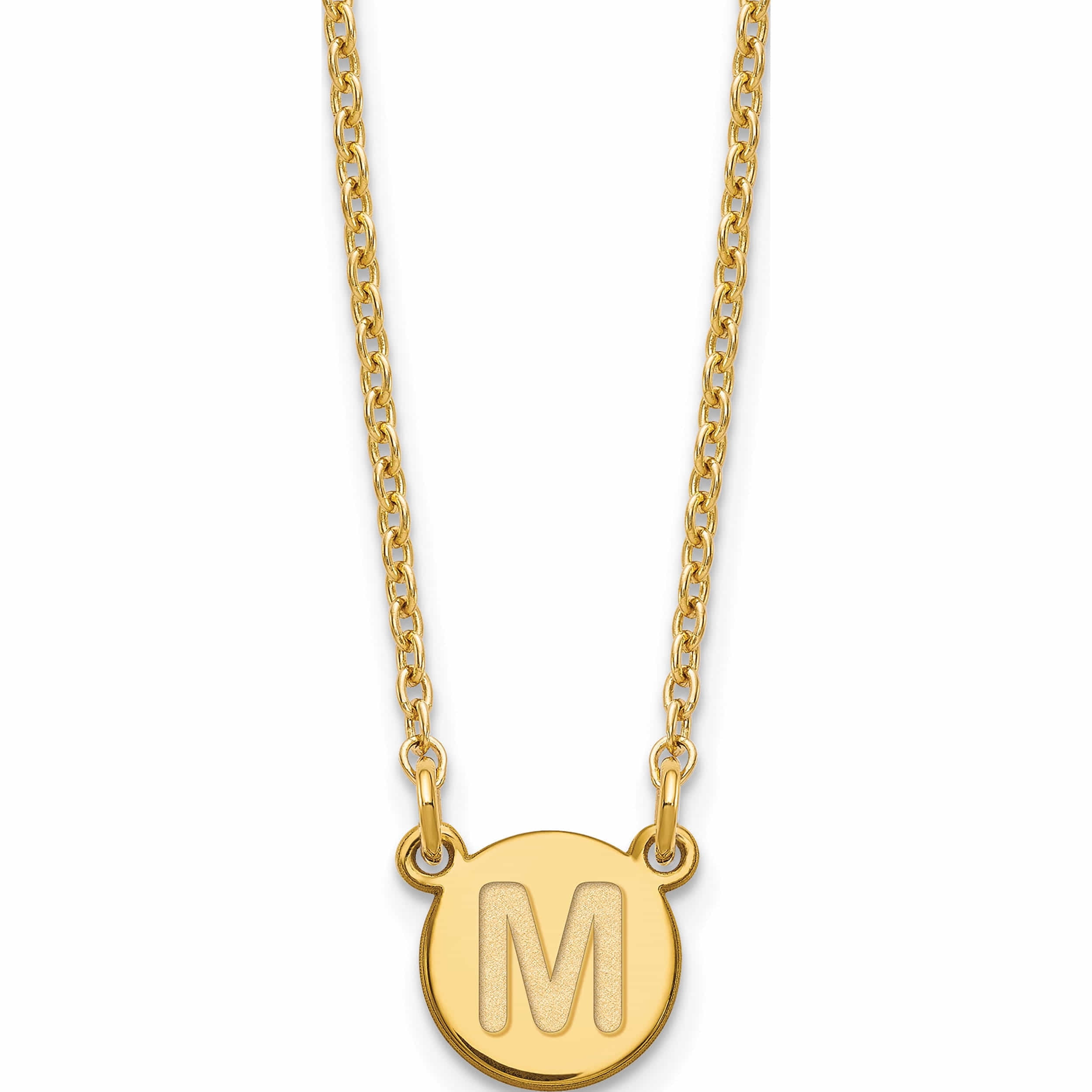 Ss/Gold Plated Sterling Silver Gold-Plated Tiny Circle Block Letter M ...