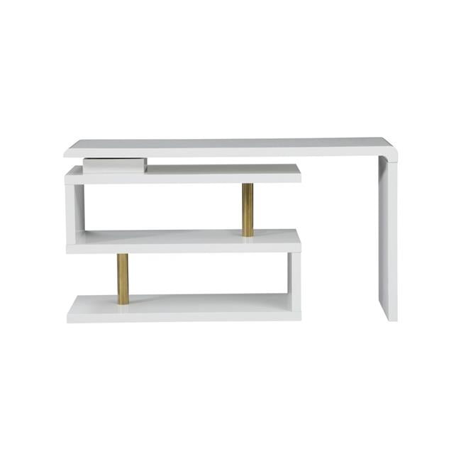 29.5 x 55 x 16 in. Majestic Blue Pivot Desk & Media Console Table ...