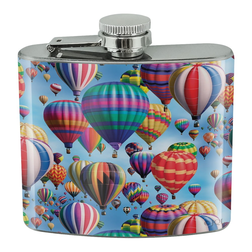 Hot Air Balloons Pattern Stainless Steel 5oz Hip Drink Kidney Flask ...