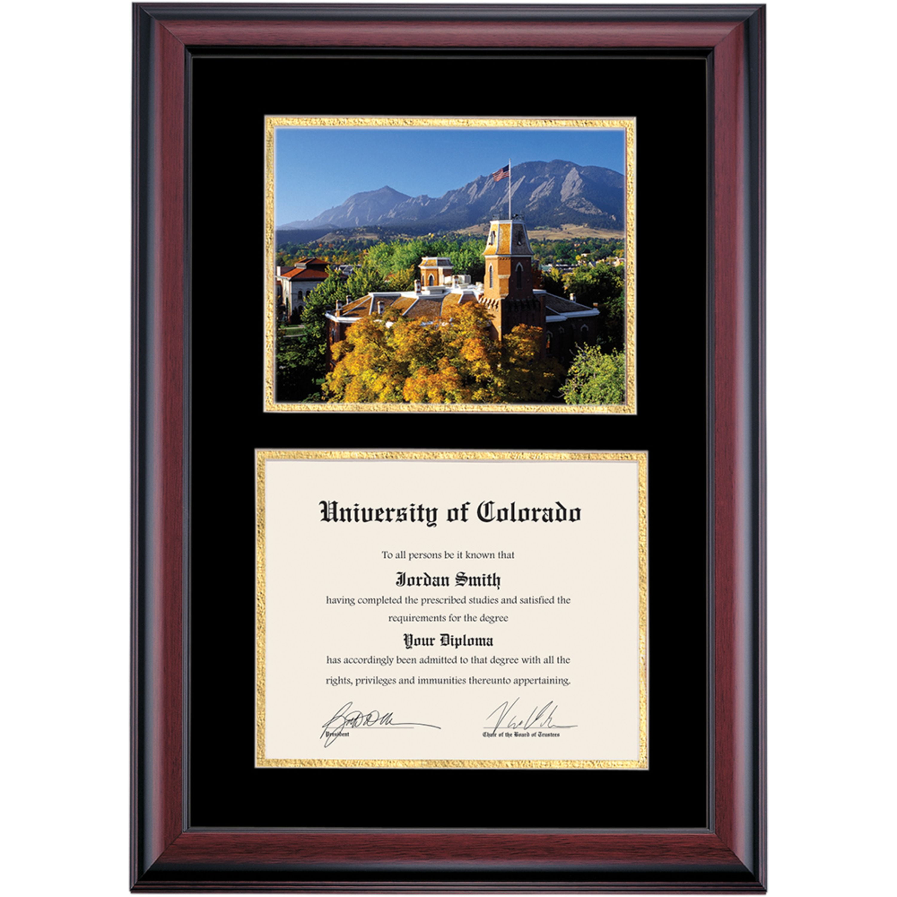 OCM Diploma Frame for University of Colorado CU Boulder, Black/Gold Mat ...
