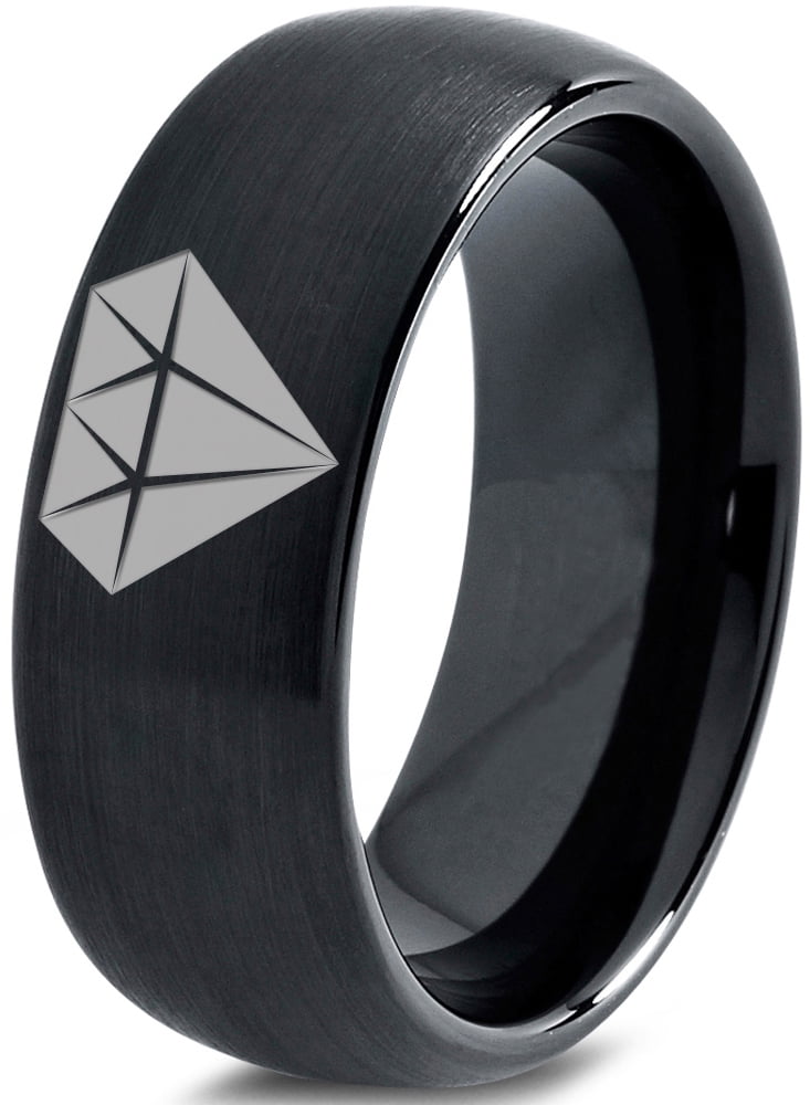 Tungsten Diamond Gemstone Adamantine Isometric Crystal Band Ring 8mm ...