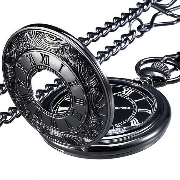 Quartz Pocket Watch For Men With Black Dial And Chainblack - Walmart.ca