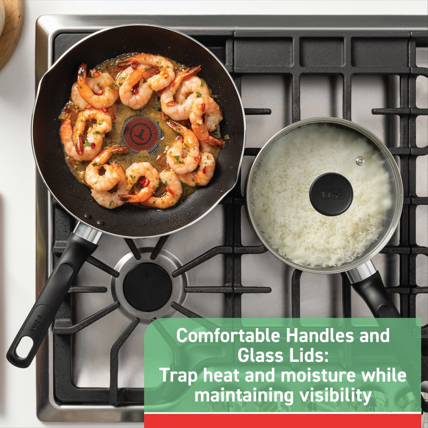 T-fal Easy Care, 20 Piece Non-Stick Pots and Pans Cookware Set, Grey ...