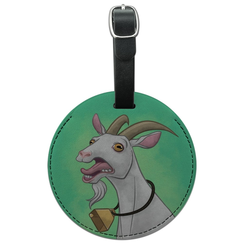 Screaming Goat Round Leather Luggage Card Suitcase Carry-On ID Tag ...