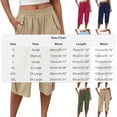 Admvng Womens Casual Capri Pants Elastic Waist with Button Hem Detail ...