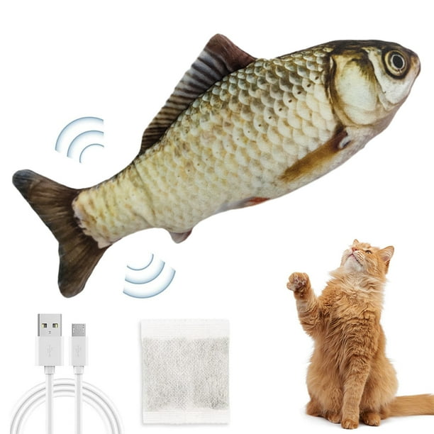 Cat Toys Flopping Fish with SilverVine and Catnip, Moving Cat Kicker ...