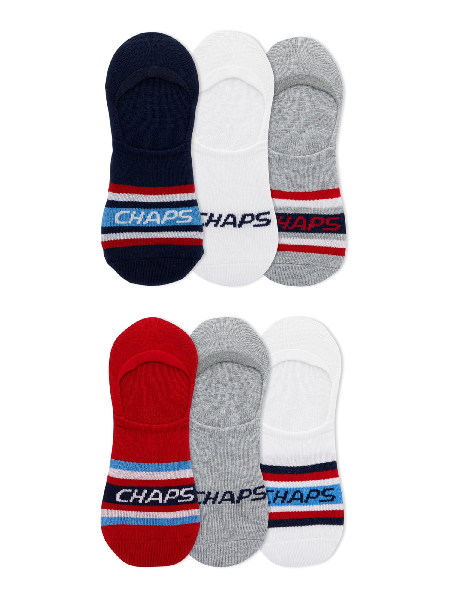 Chaps Sport Men's Multi Color Stripe High Cut Liner Socks 6-Pair Pack ...