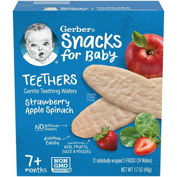 Gerber Teethers Gentle Teething Wafers, Strawberry Apple Spinach - 1.7 ...