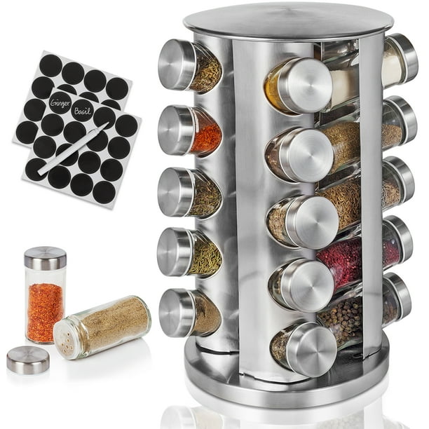 Rotating Spice Rack with Jars, Spinning Spice Rack Shelf, Revolving ...